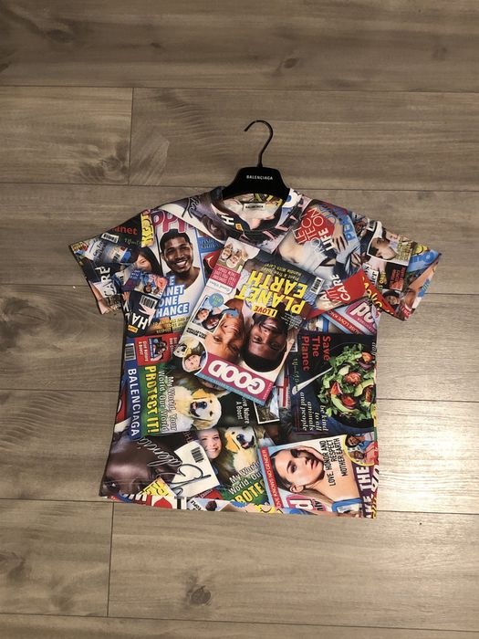 Balenciaga Balenciaga Baby tee with newspaper graphics all over | Grailed