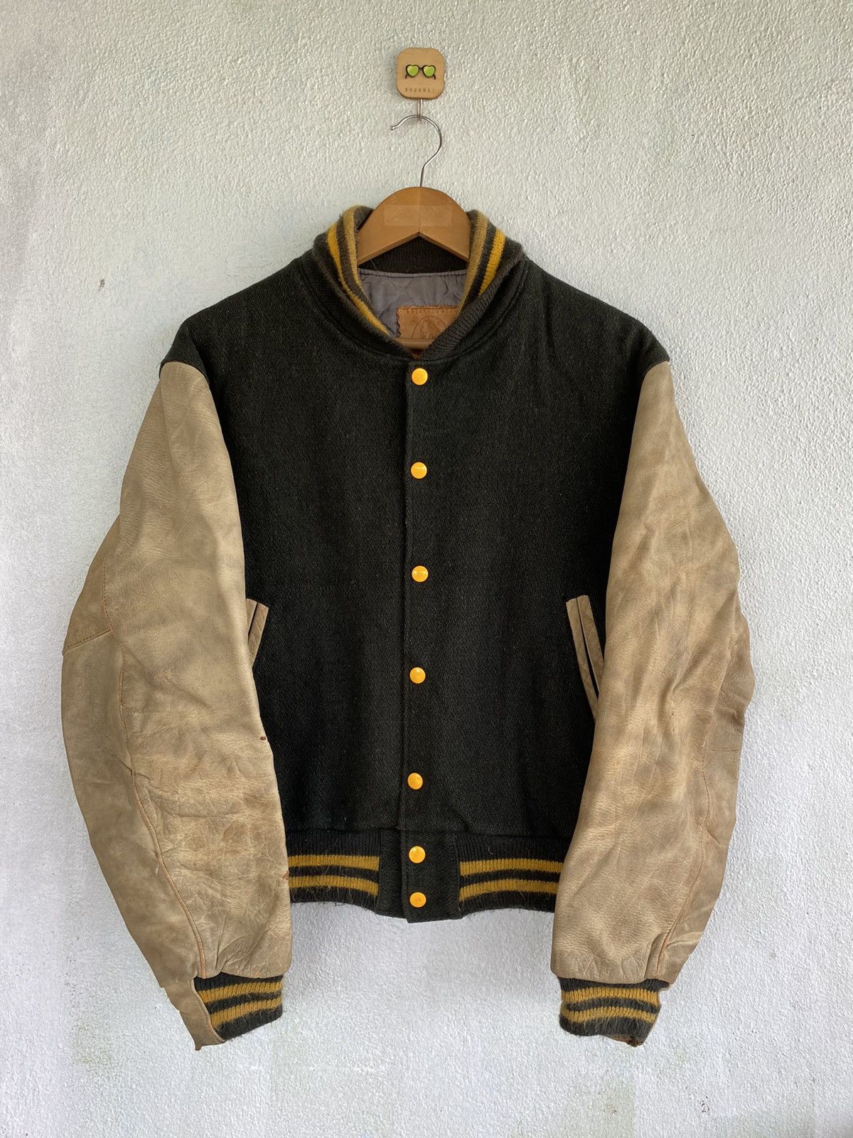 Vintage Vintage Golden Bear Wool Leather Sleeve Varsity Jacket USA | Grailed
