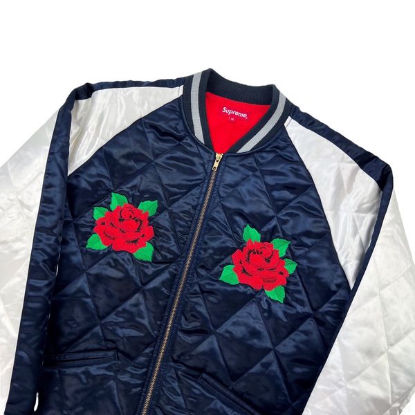 Supreme Supreme FW13 Roses Quilted Satin Bomber Jacket | Grailed