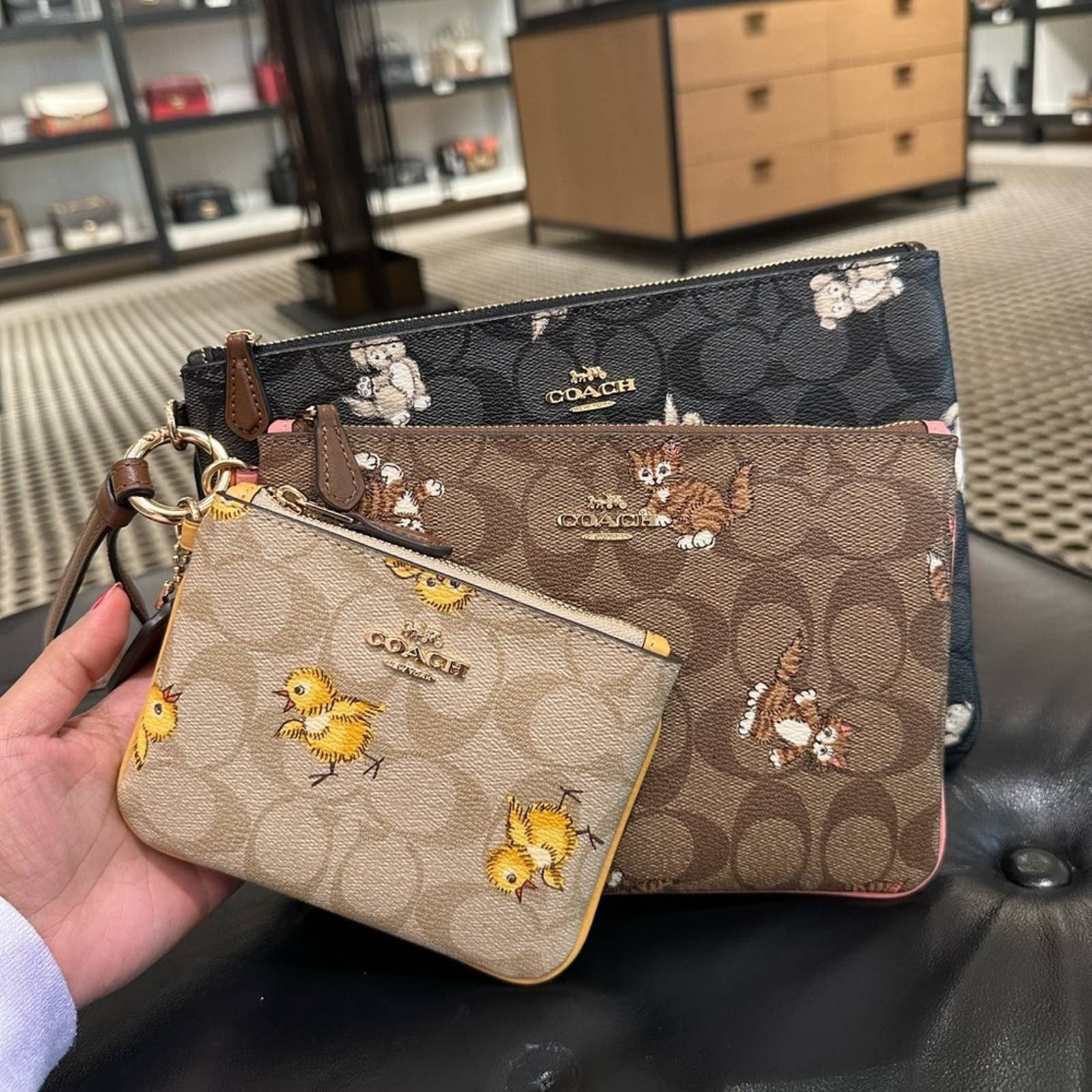 Coach Coach Pouch Trio In Signature Canvas With Creature Print | Grailed