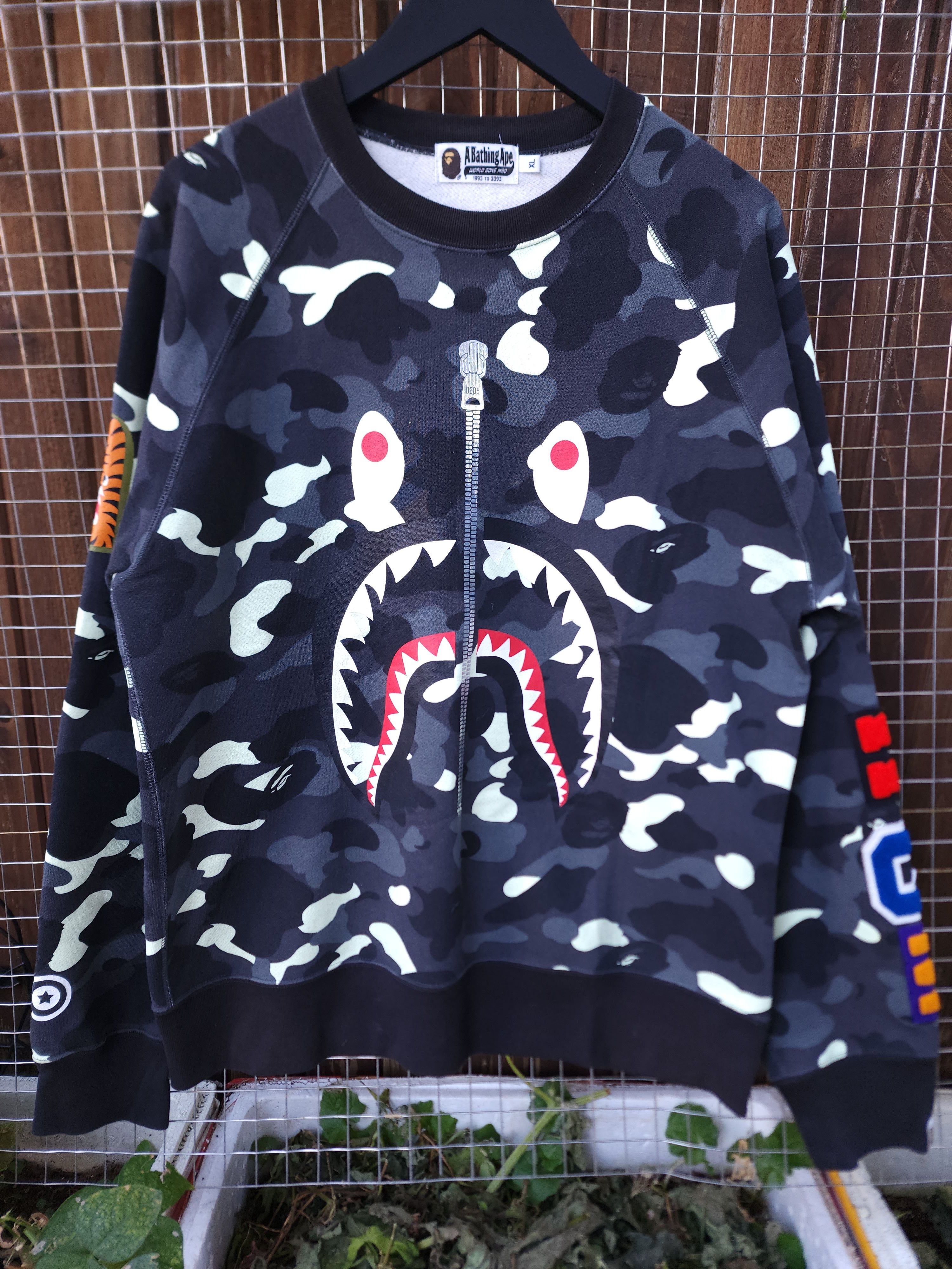 Bape Bape shark WGM sweatshirt glow in dark Halloween | Grailed