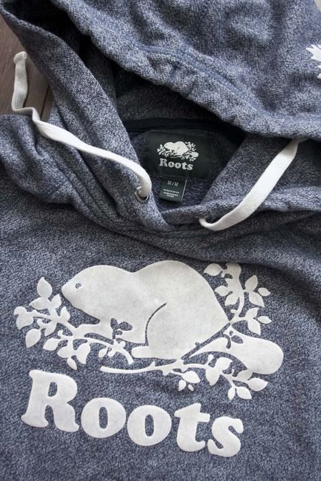 Roots * Roots Canada Hoodie Blue / Gray Salt & Pepper Logo Size M | Grailed