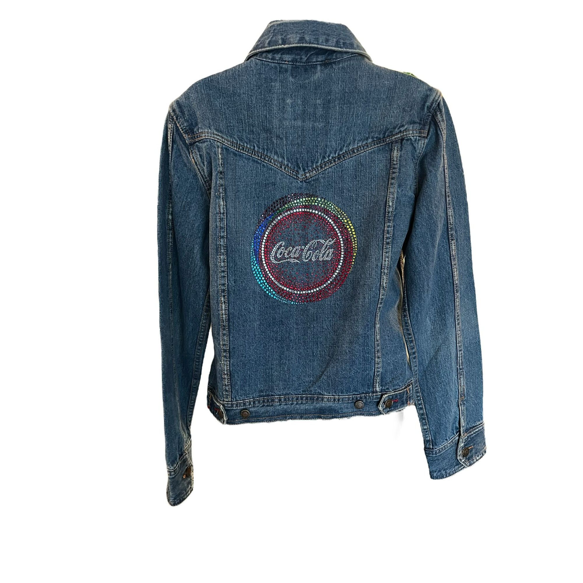 Coca Cola VTG Coca Cola Jean Jacket Colorful Logo Long Sleeve Button M ...