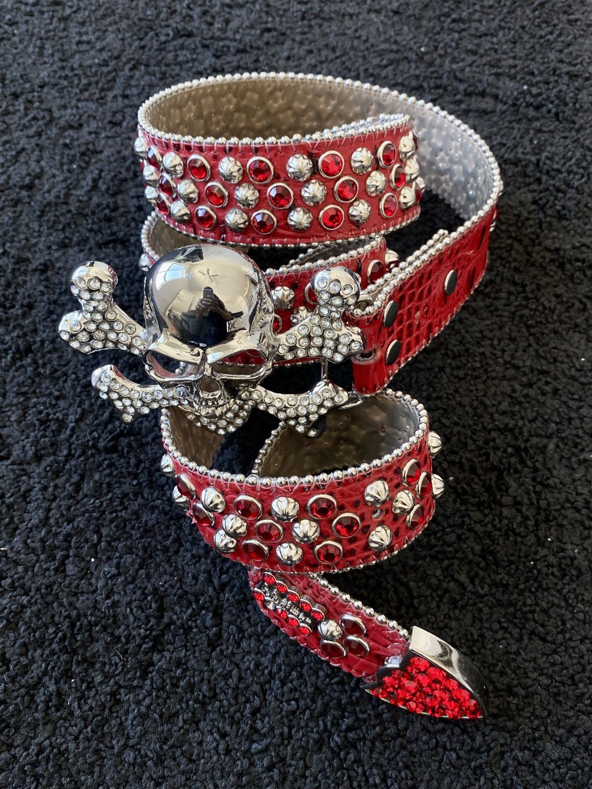 B.B. Simon × Designer × Swarovski B.B. Simons Skull Red Belt | Grailed