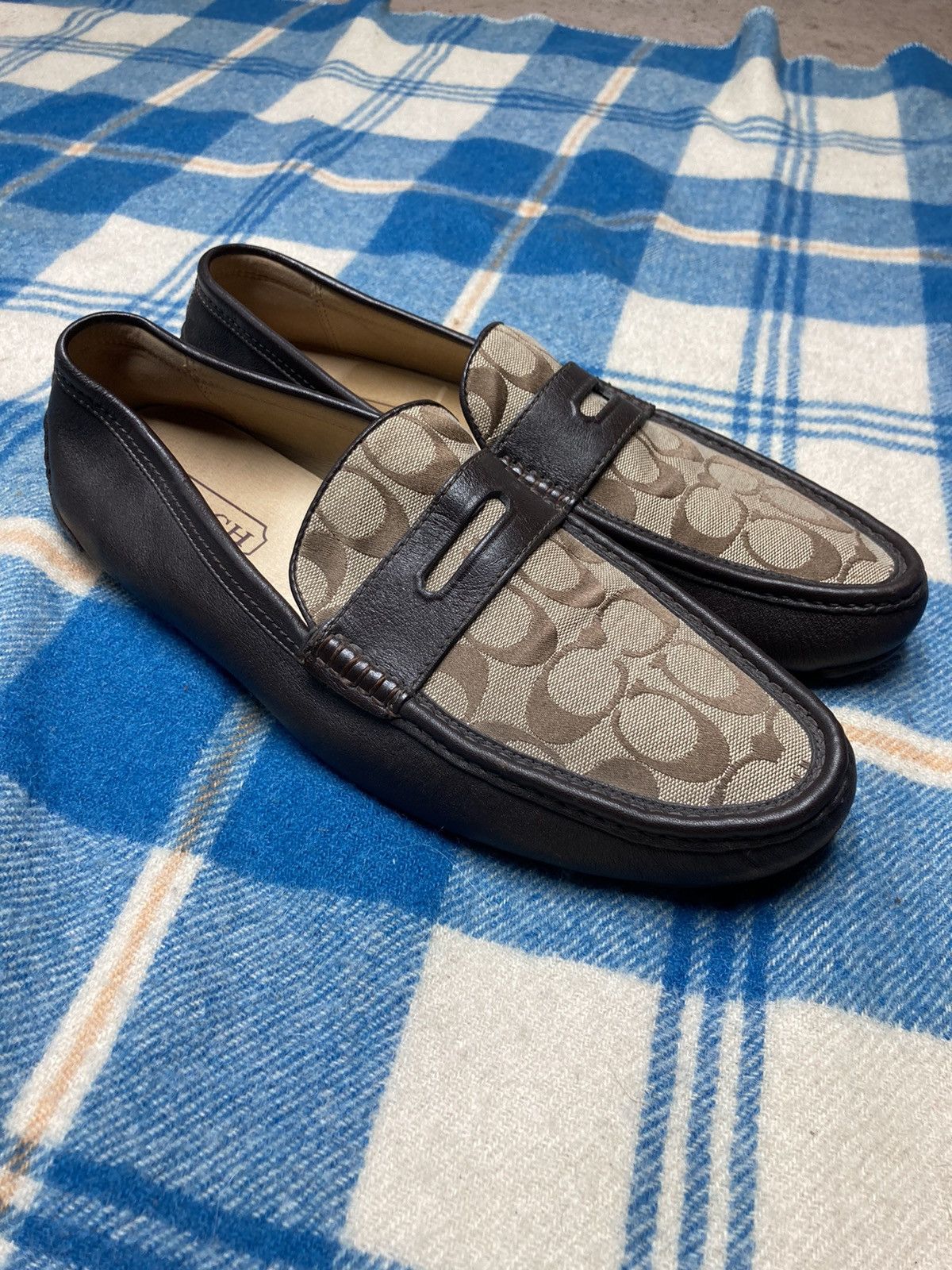 Coach × Designer × Leather Coach monogram loafers shoes slippers mens ...