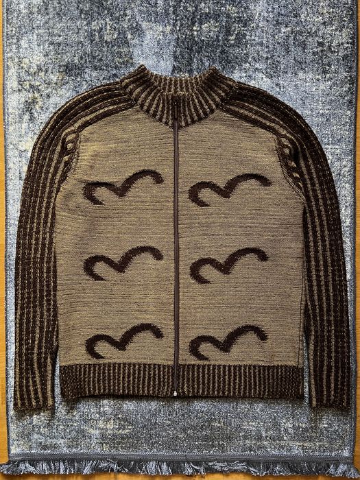 Evisu Vintage Evisu Knit Multilogo Zip Sweater | Grailed