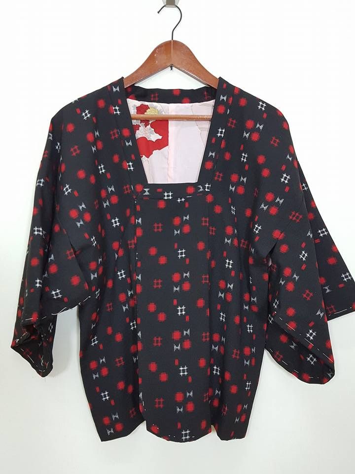 Kimono Japan Dragon Haori Michiyuki Snap Button Outer Coat Inspired by Igeta Pattern Japanese ...