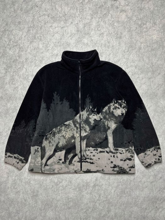 Vintage Vintage Wolf Print Fleece Sherpa Jacket | Grailed