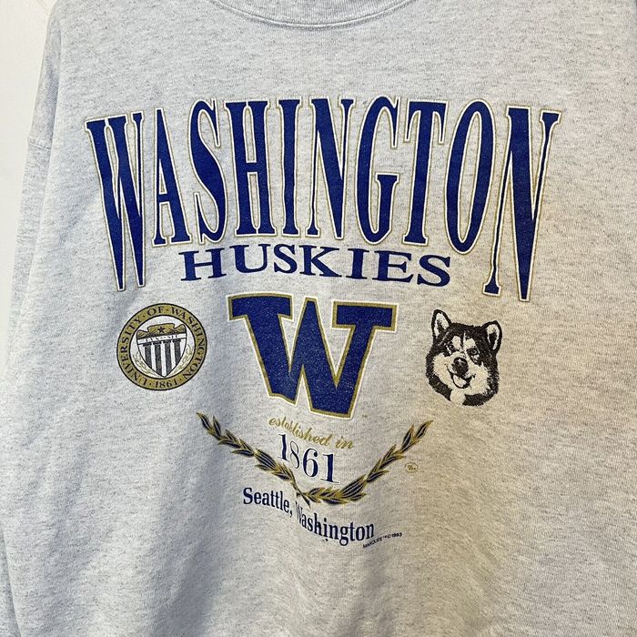 Vintage VTG 90s UW Huskies University Washington Crewneck Sweater | Grailed