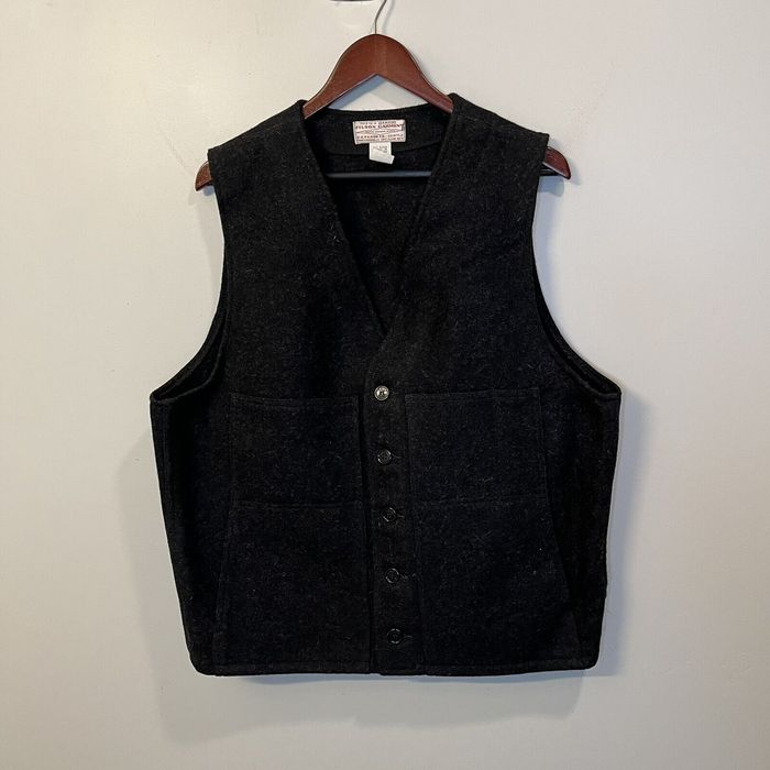 Vintage Vintage Genuine Filson Garment Vest 100% Virgin Wool Black ...