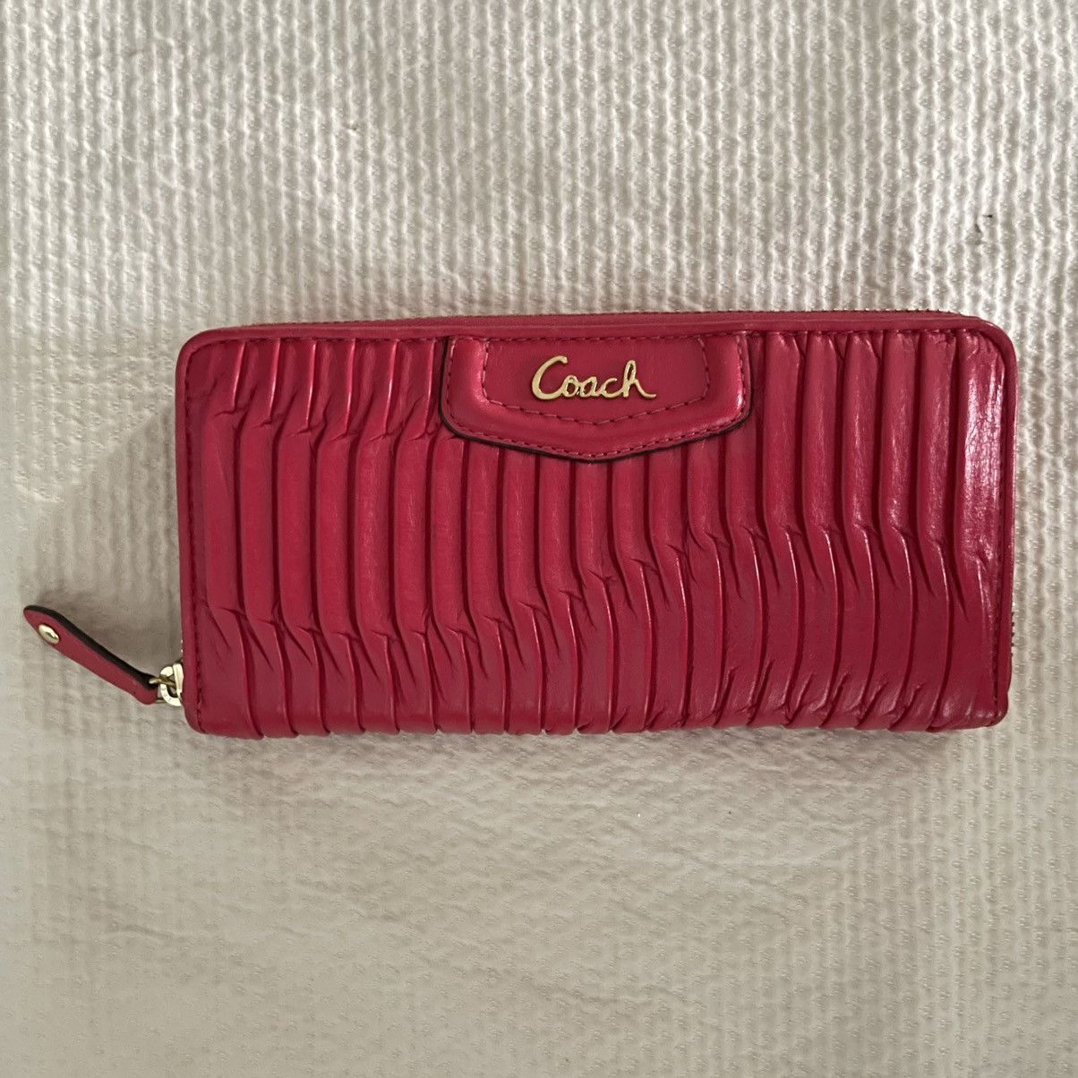 Coach Coach Ashley Gathered Zip Around Wallet Raspberry Pink | Grailed