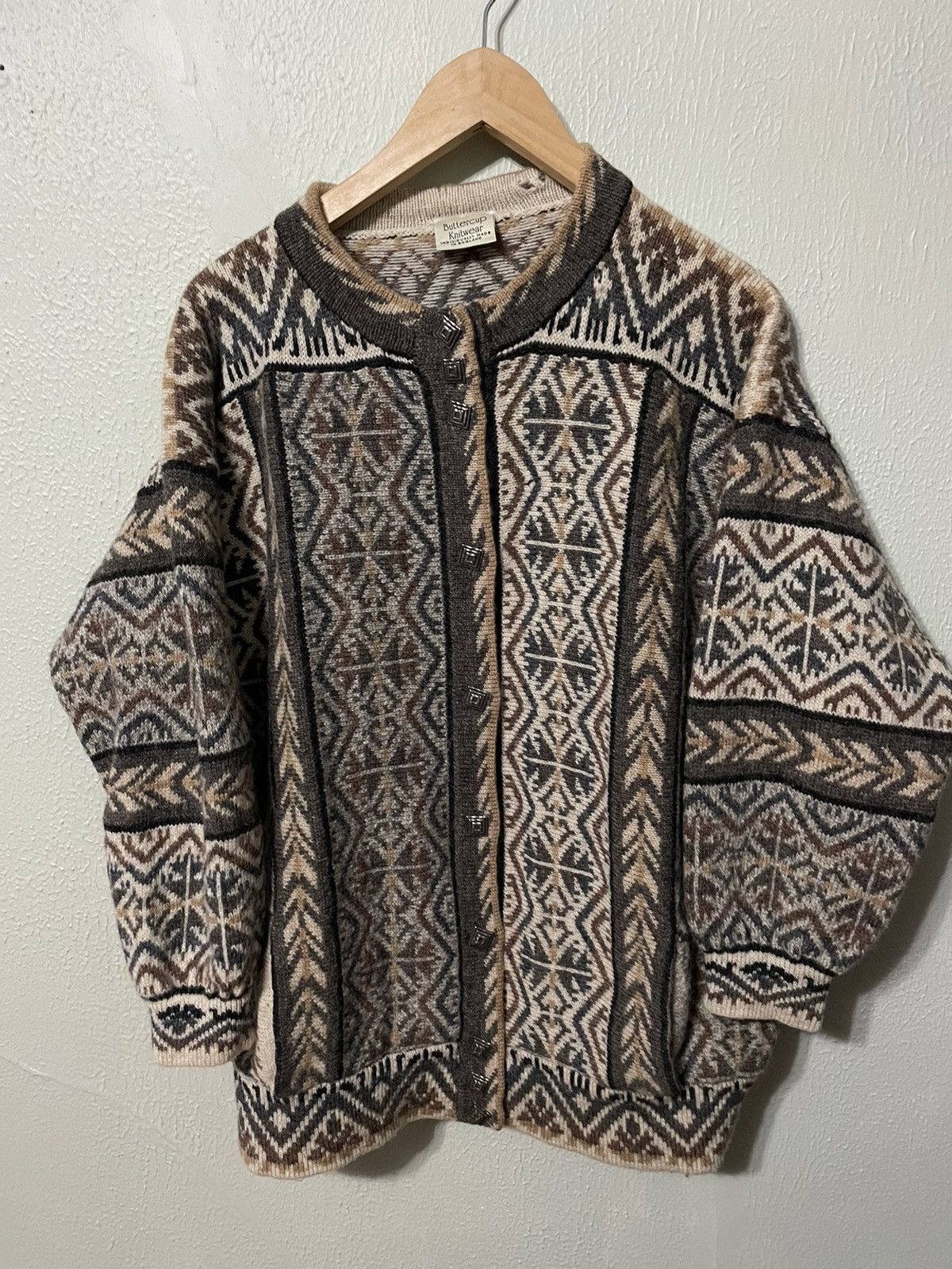 Cardigan × Coloured Cable Knit Sweater × Vintage Vintage Oversized ...