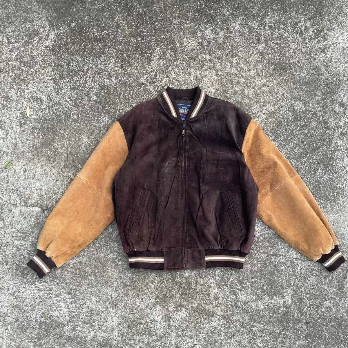 Vintage 90s Letterman Varsity Jacket Suede vintage brown | Grailed