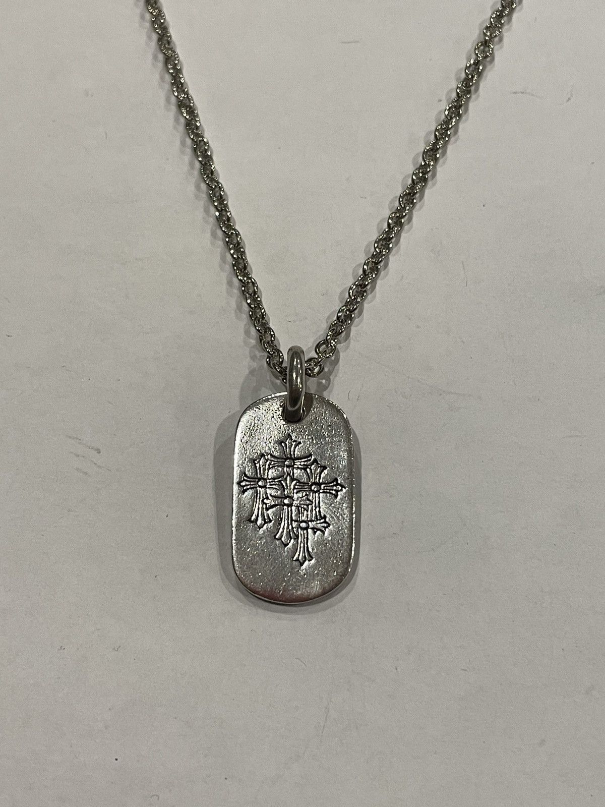 Chrome Hearts Chrome Hearts Cemetery Cross Logo Dog Tag Chain Necklace ...