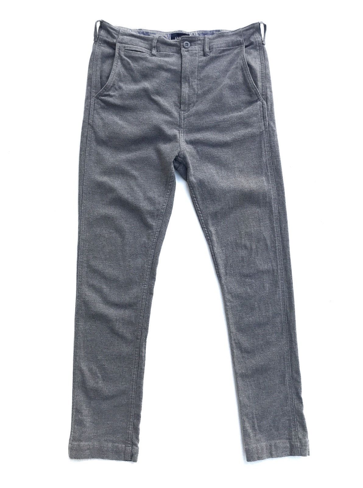 Beams Plus Beams Light Grey Minimalist Slim Fit Slack Cotton Pants ...