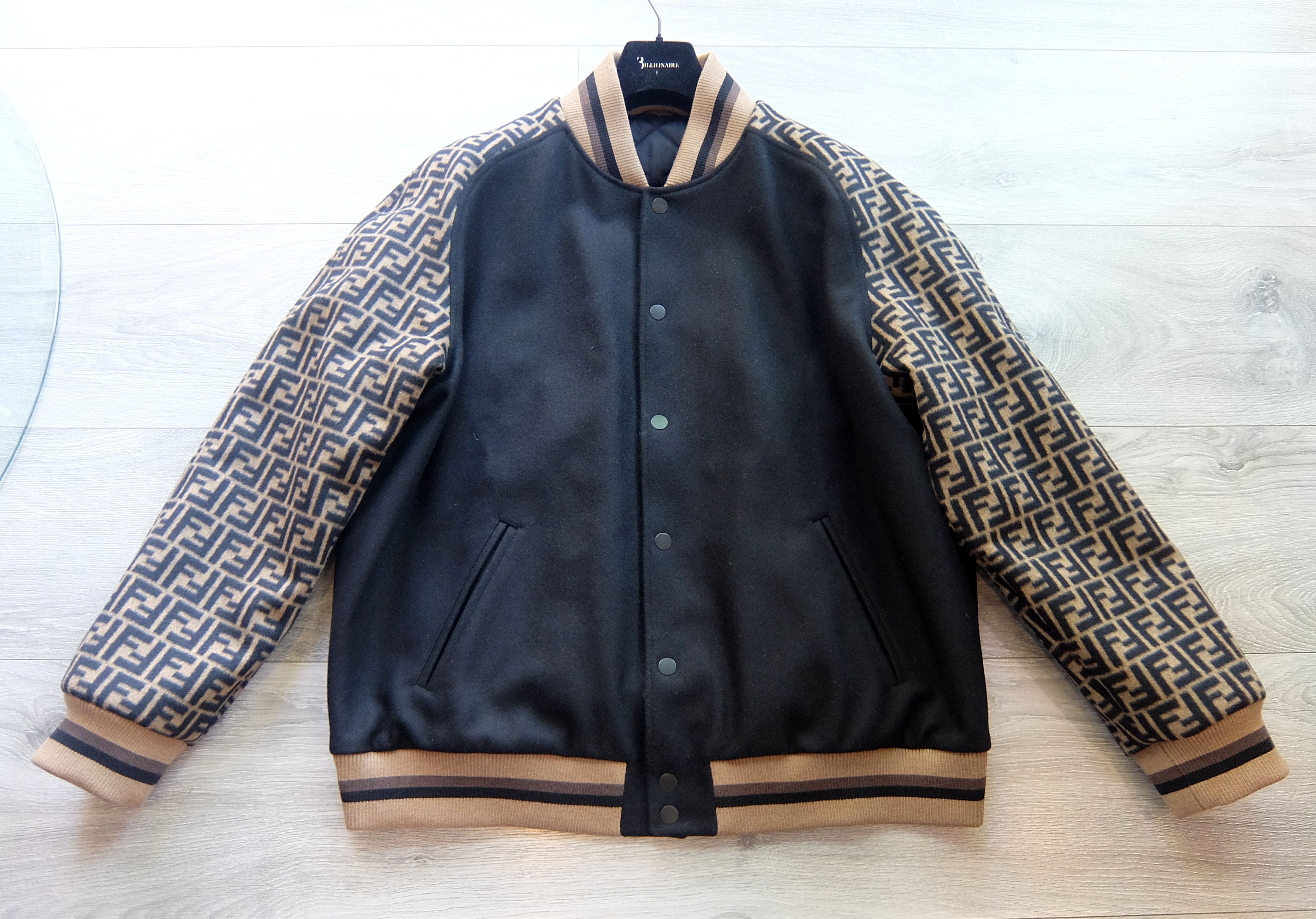 Fendi Fendi Jacket 54 black beige monogram wool cashemere | Grailed