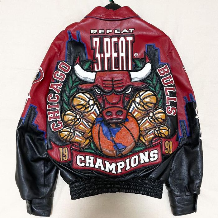Jeff Hamilton Jeff Hamilton Chicago Bulls 3-peat Leather Jacket 1998 | Grailed
