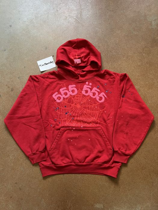 Young Thug Spider Worldwide Angel Number 555 Hoodie Red Medium | Grailed