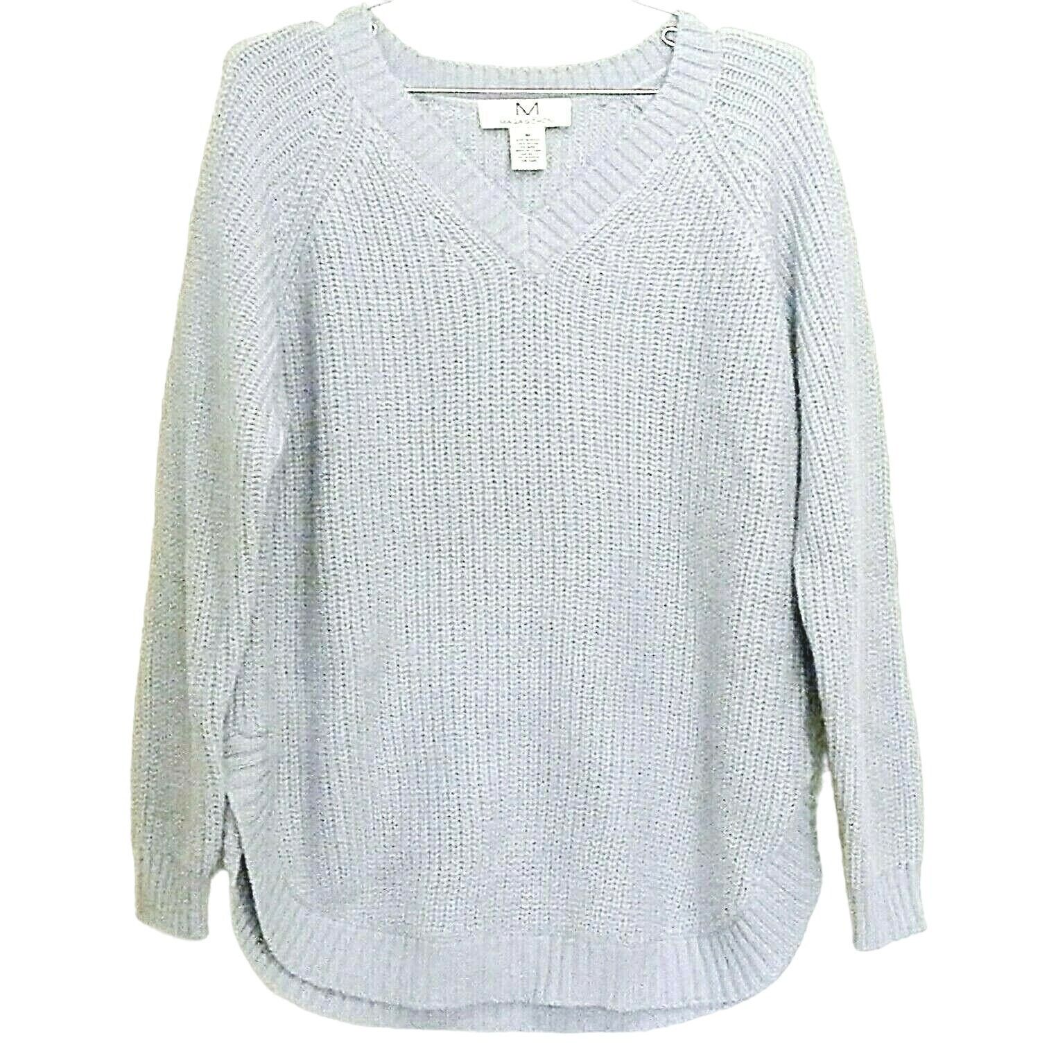 Magaschoni Sweater V-neck Rounded Hem Wool Blend Light Periwinkle Size ...