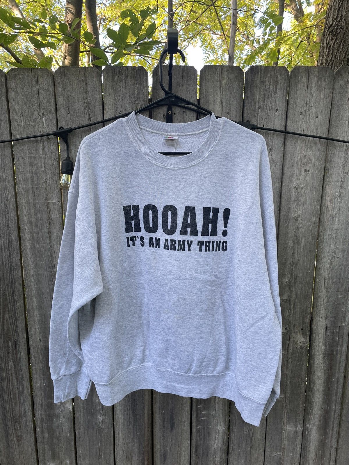 Fruit Of The Loom × Vintage Vintage Army Hooah! Grey Crewneck | Grailed