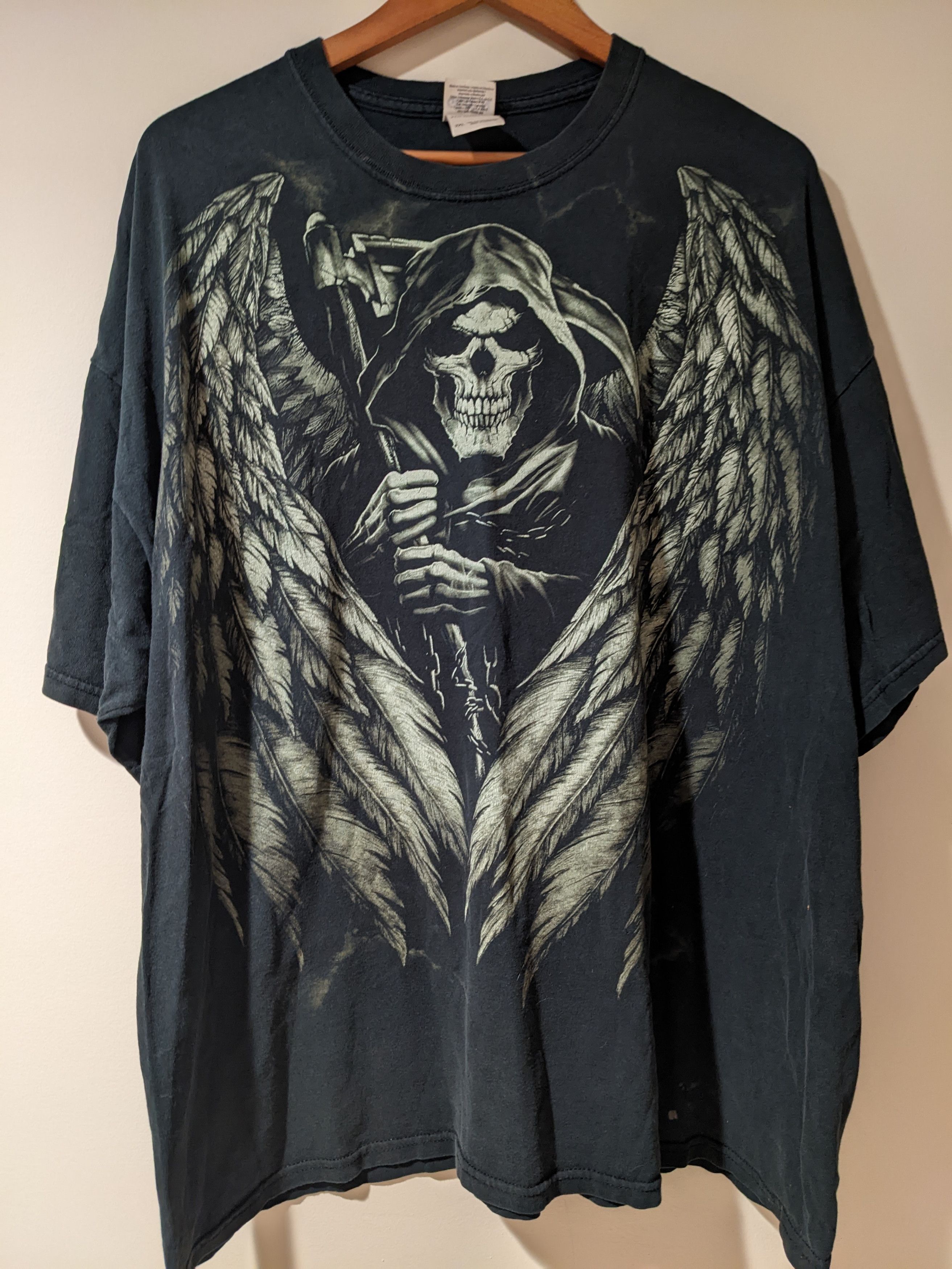 Gildan × Streetwear × Vintage Vintage Y2K Grim Reaper Skull Skeleton ...