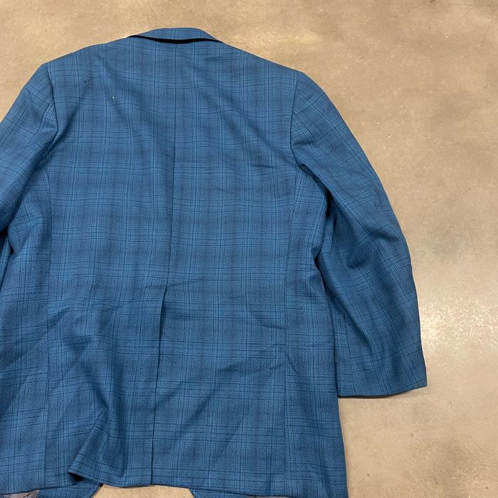 Vintage 50s-60s VTG Blue/Black Plaid 2 Button Worsted Wool Blazer Sp ...