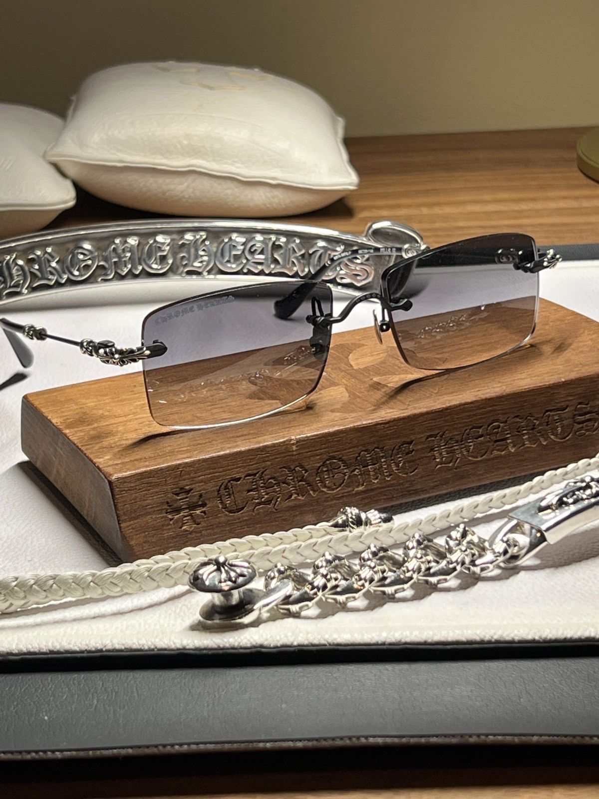 Chrome Hearts Pills III Chrome Hearts Rimless Sunglasses Deep II Lenses ...