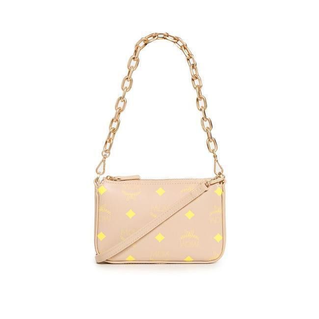 MCM Shoulder Mini Color Splash Logo Beige Polyurethane | Grailed