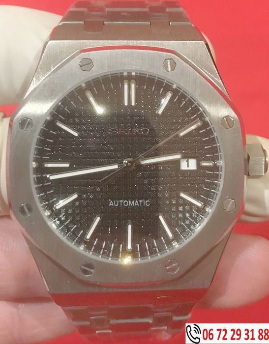 Seiko NEW SEIKO AUTOMATIC WATCH MOD BLACK TRIBUTE ROYAL OAK RARE ...