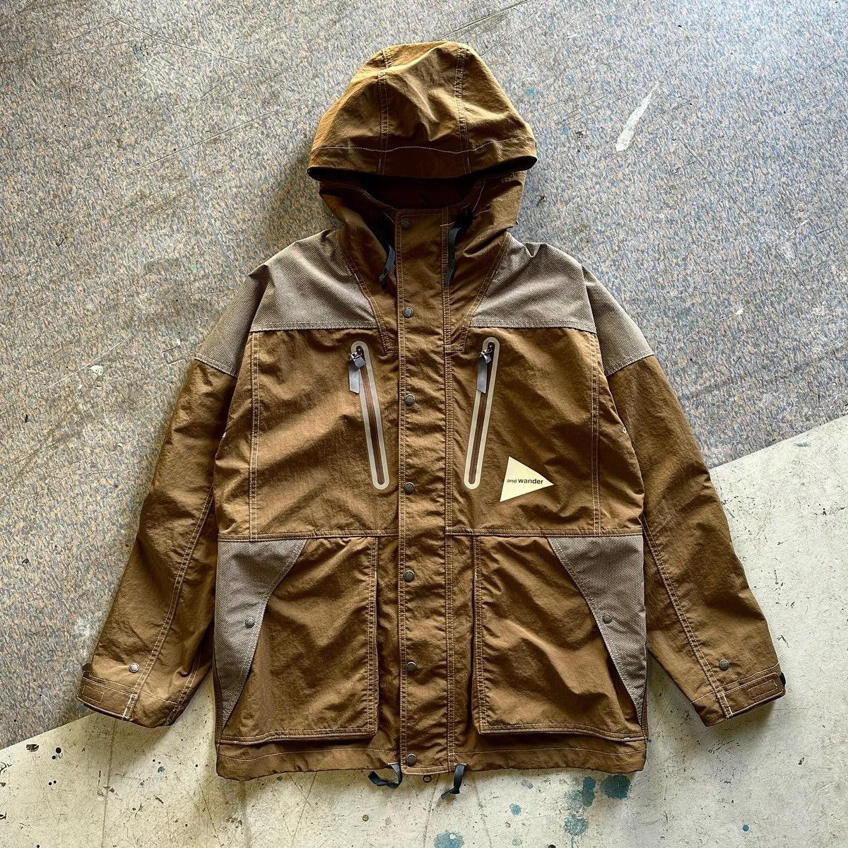 And Wander And Wander Brown Pertex Nylon Rip Shell Jacket | Grailed