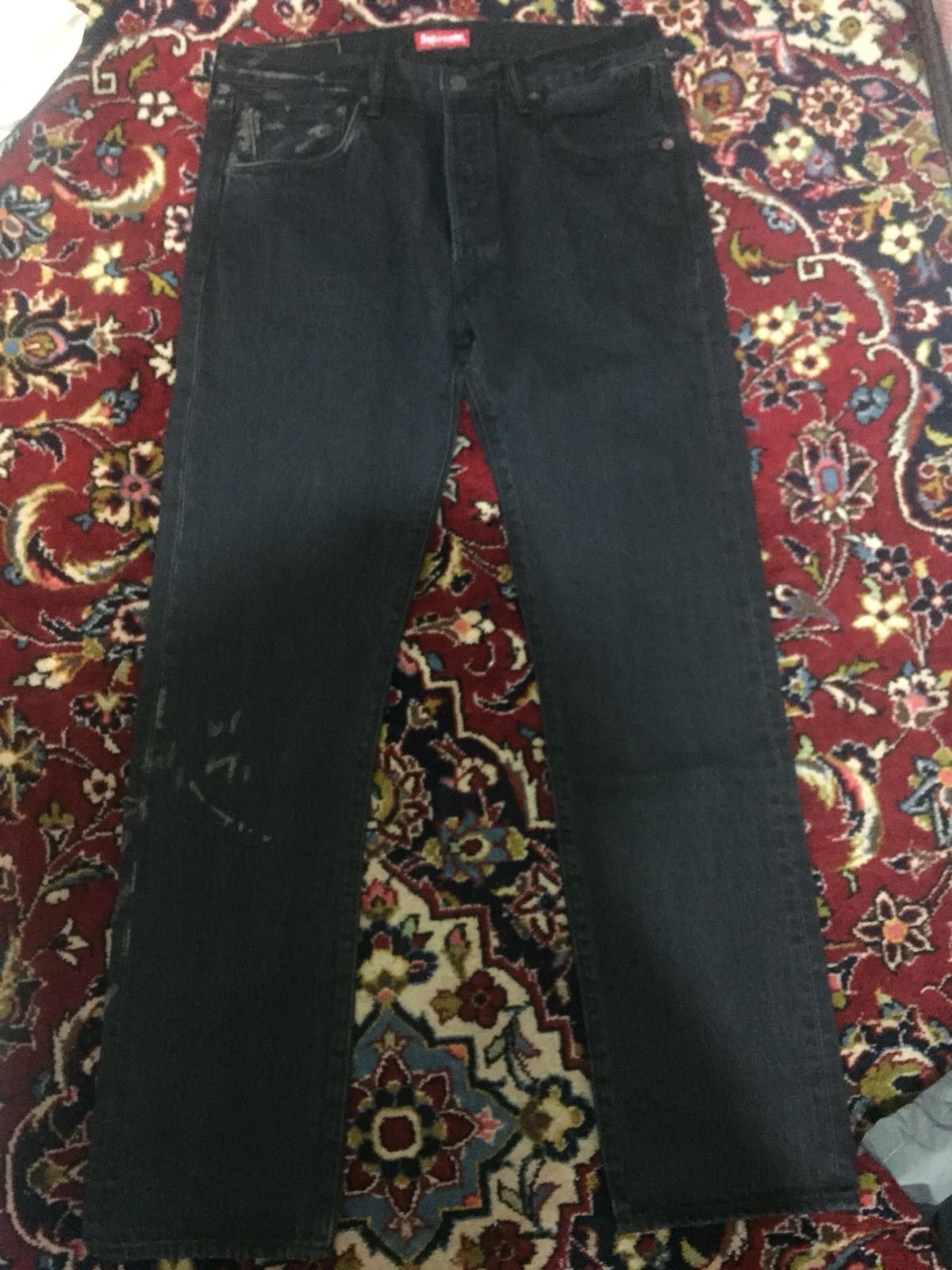 Supreme Black Distressed Denim | Grailed