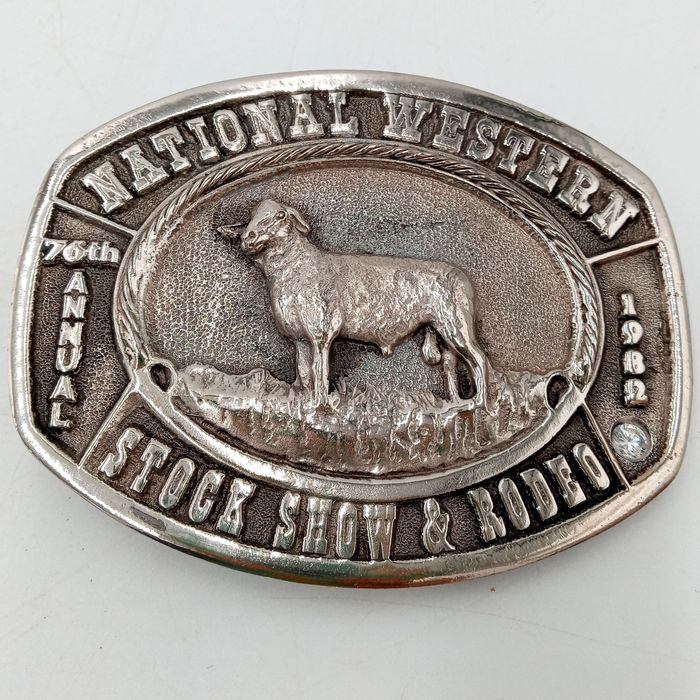 Unkwn 1982 National Western Stock Show Rodeo Belt Buckle Sheep CZ | Grailed