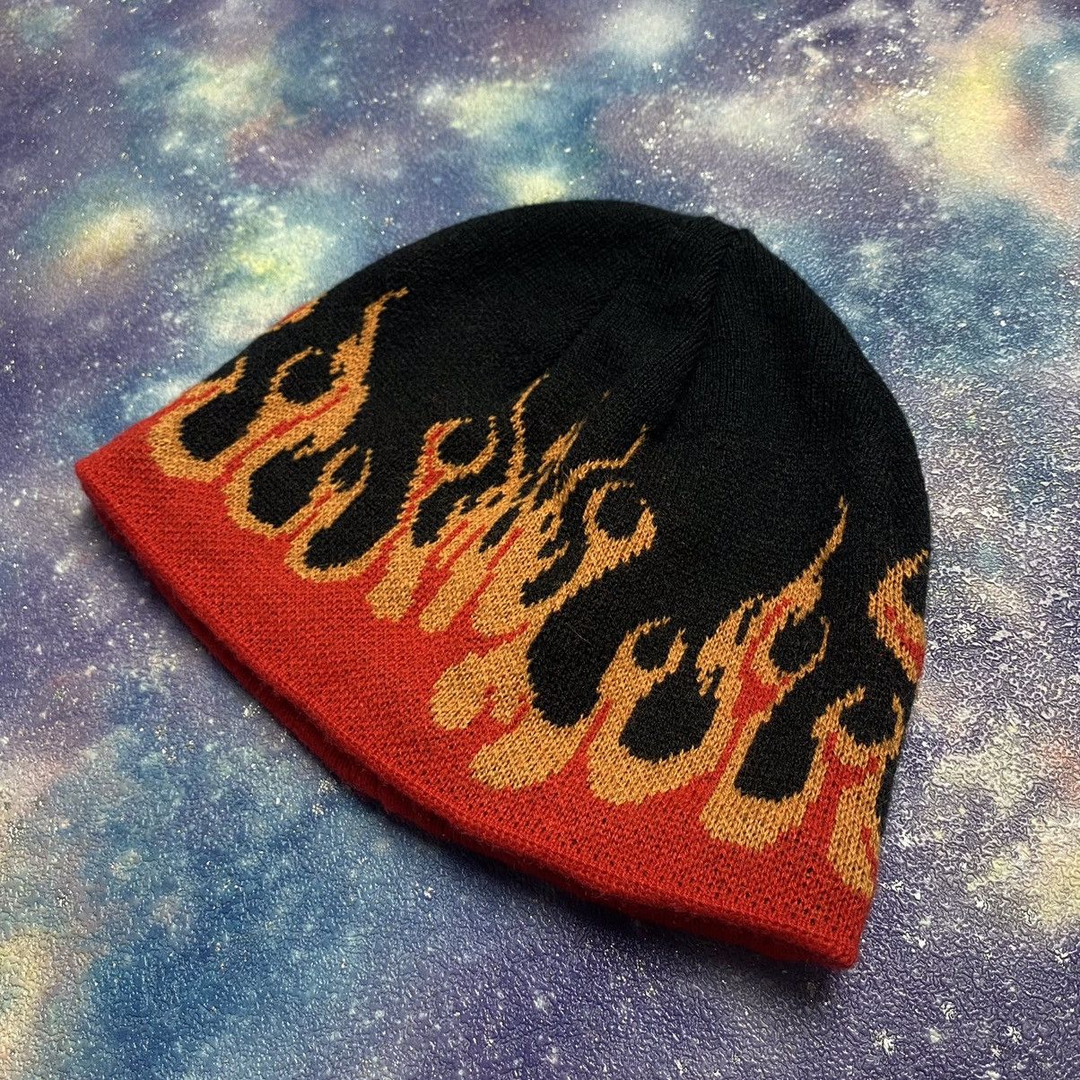 Vintage Vintage 90s Flaming Beanie Winter Hat Streetwear Y2K Style ...
