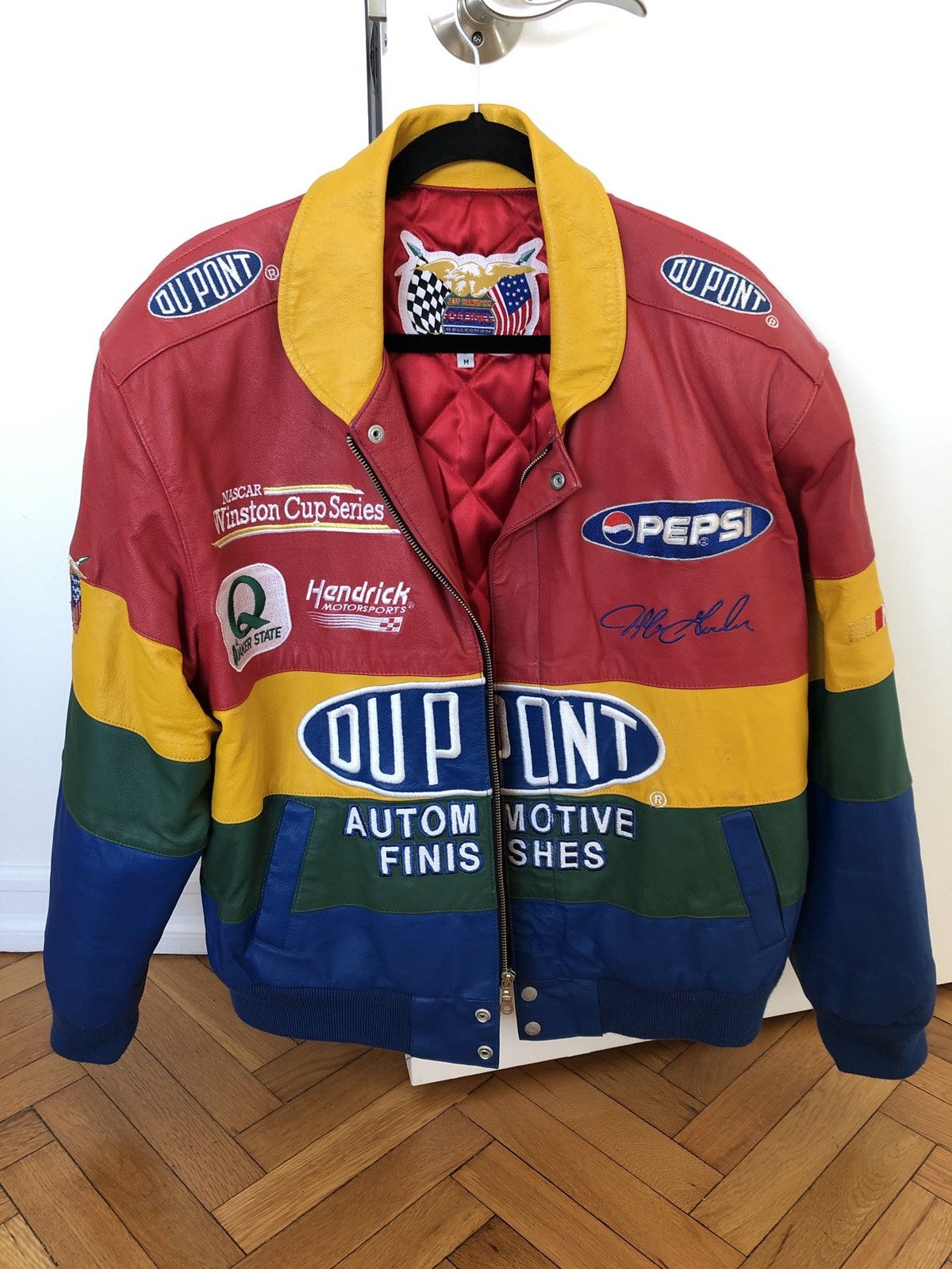 Jeff Hamilton × Vintage Vintage Jeff Gordon Rainbow Leather Jacket Jeff ...