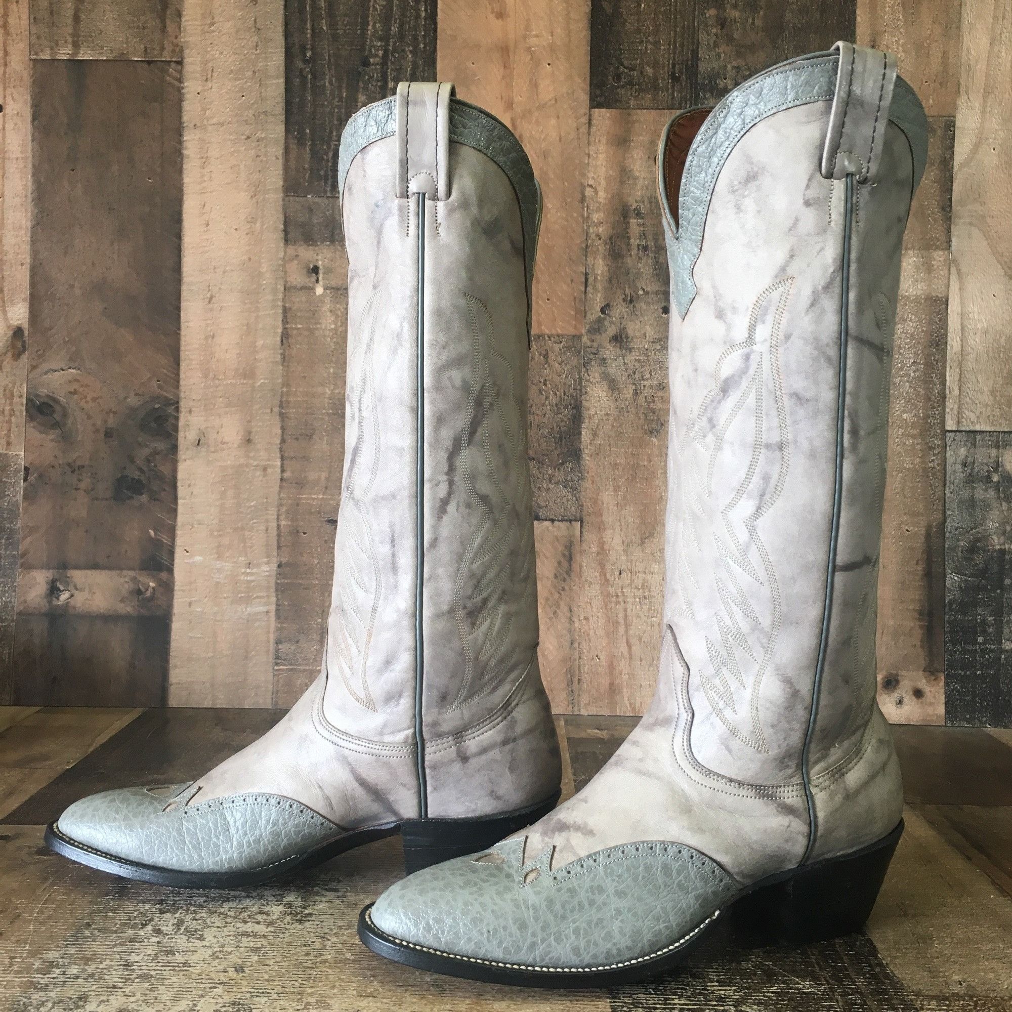 Nocona Boots Nocona Vtg NOS White Label Wingtip Cowboy Boots Womens 8.5 ...