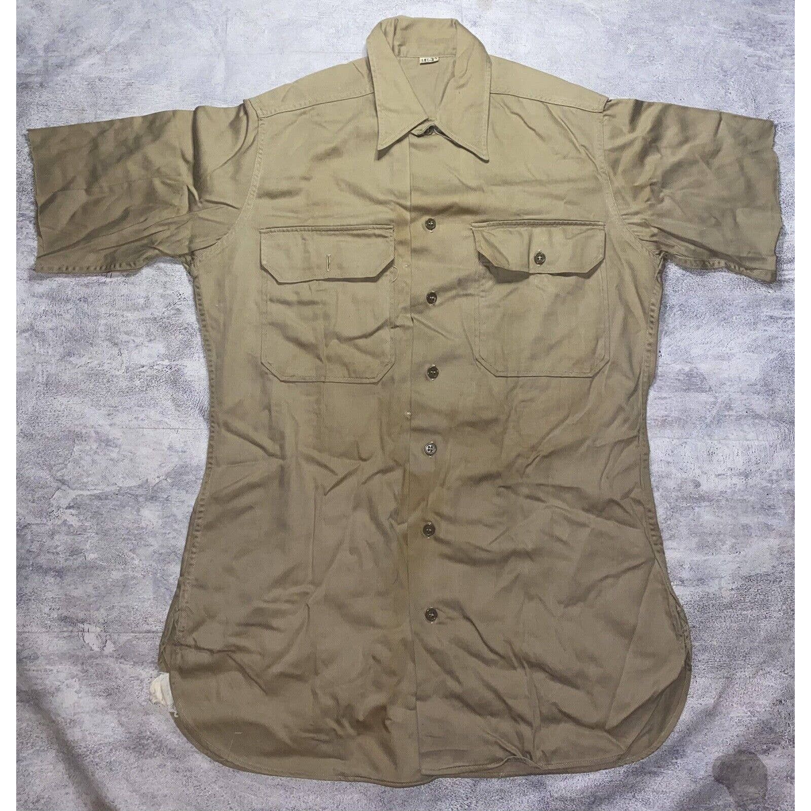 Vintage WW2 USMC Service Shirt Khaki Cotton US Marine Corps Military ...