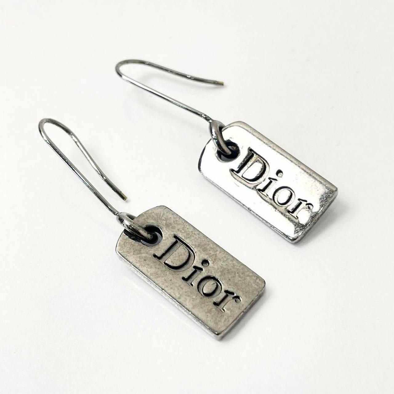 Dior Vintage Rare Christian Dior Dog Tag Logo Earrings | Grailed