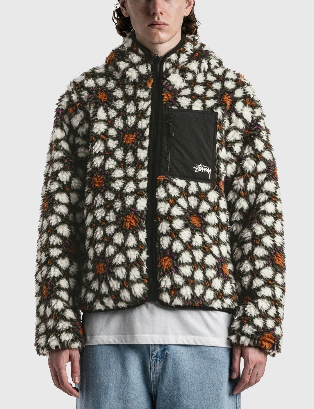 Stussy REVERSIBLE PATTERN SHERPA JACKET (XXL) | Grailed