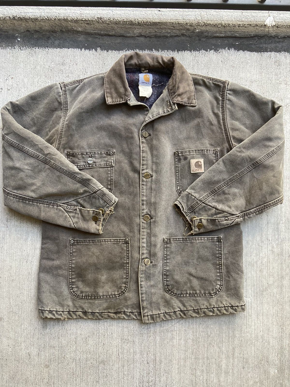 Carhartt × Vintage Vintage 90’s Carhartt Mocha Brown Canvas Work Chore ...