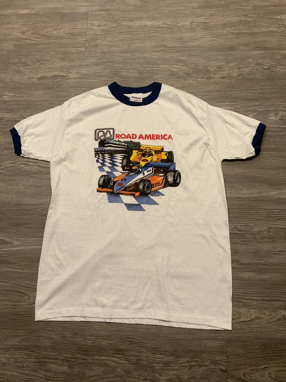 Vintage 1986 Road America Motorsport Ringer Single Stitch TShirt | Grailed