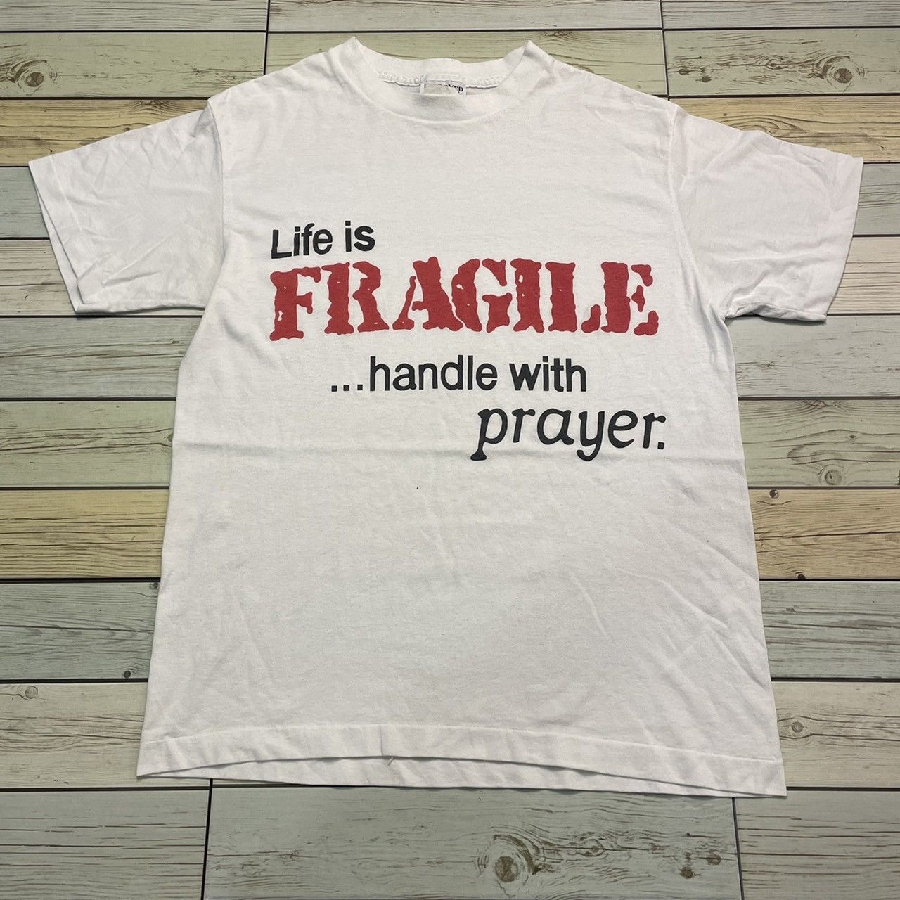 Vintage Vintage 90's Life Is Fragile Humor Graphic Tee | Grailed
