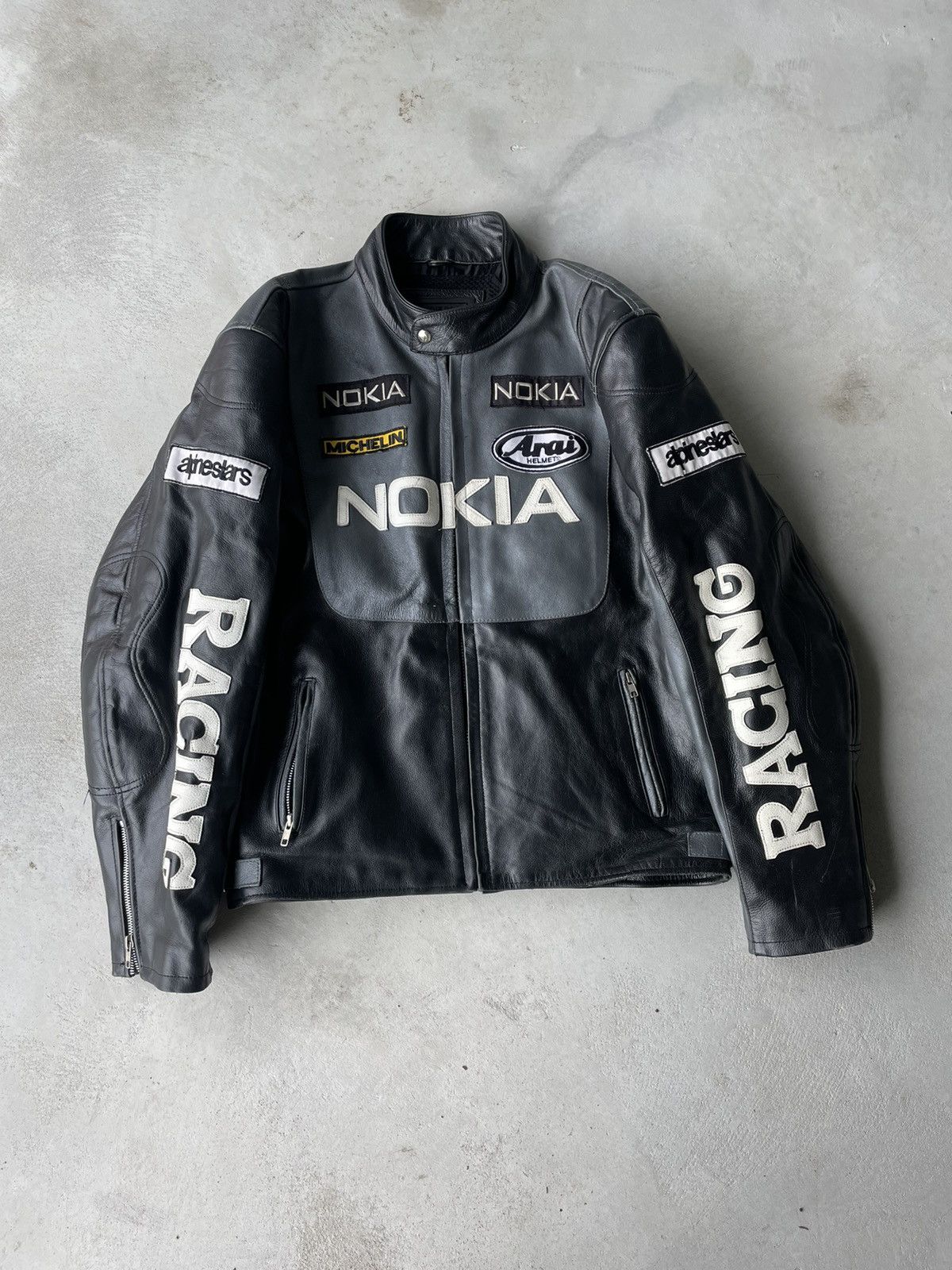 Leather Jacket × Racing × Vintage Nokia Racing Moto Leather Jacket ...