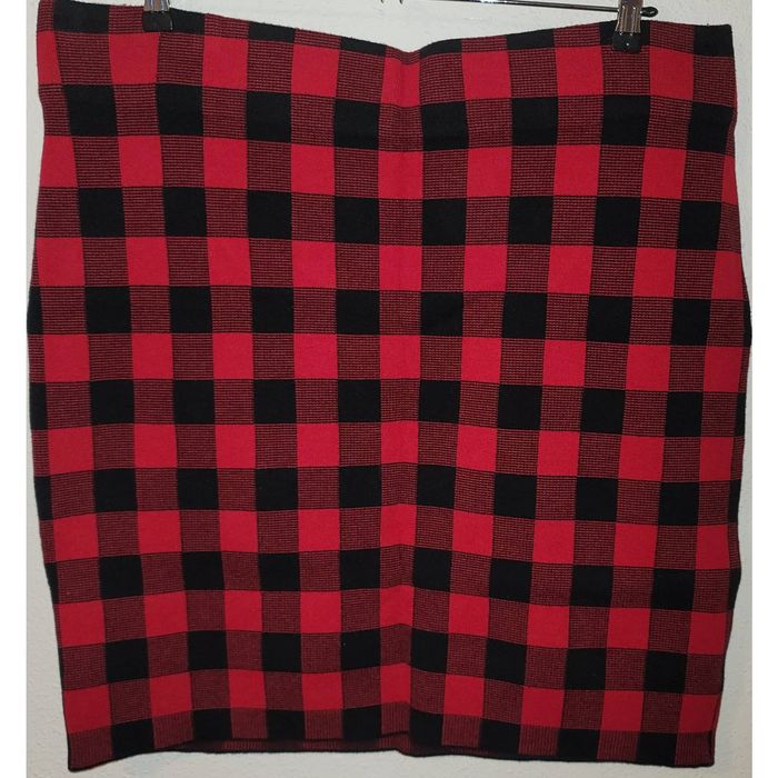 Chaps Chaps Black Red Plaid Pencil Midi Skirt 3X Plus Heavyweight | Grailed