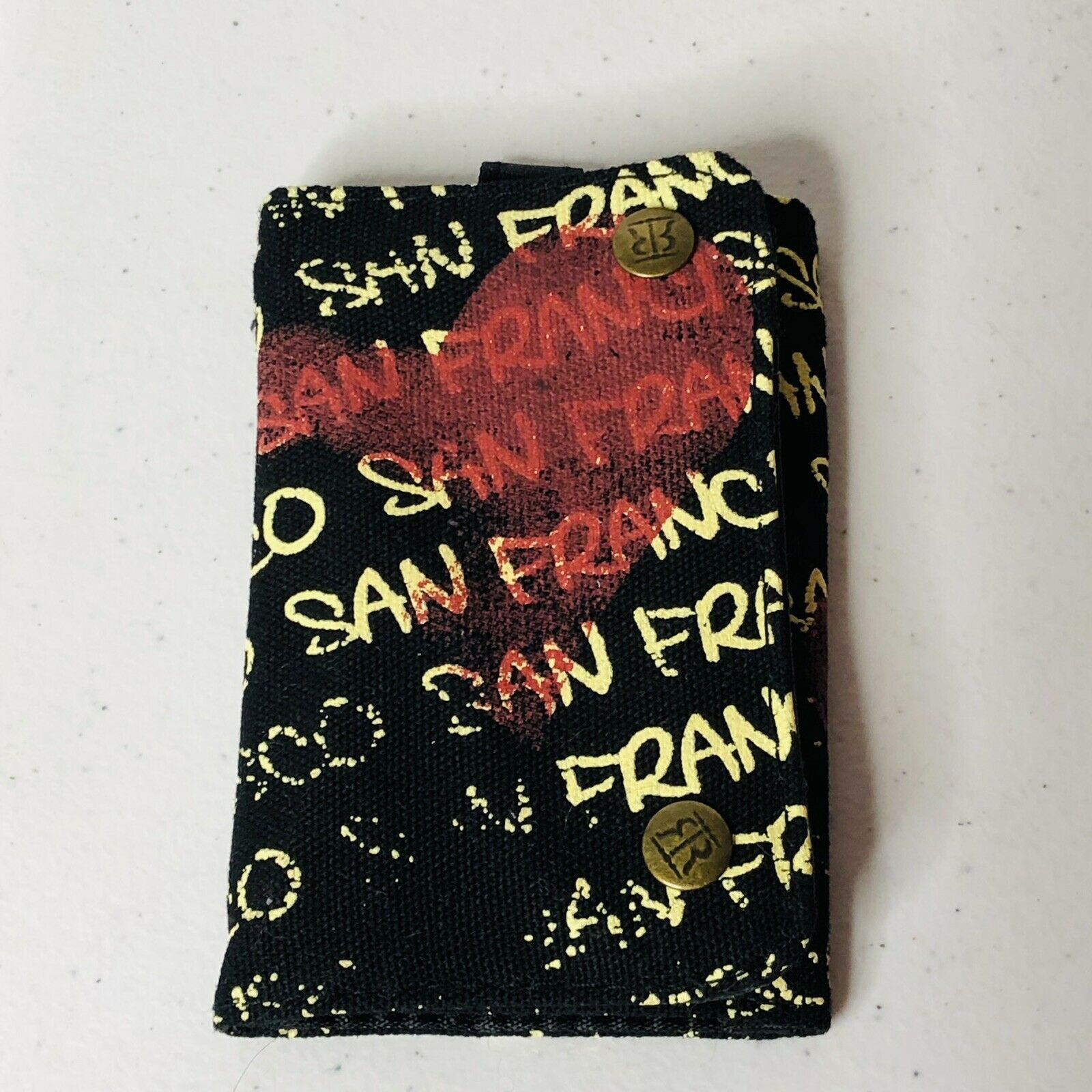 Vintage Robin Ruth Wallet Black San Francisco Love Tri-Fold Canvas ...