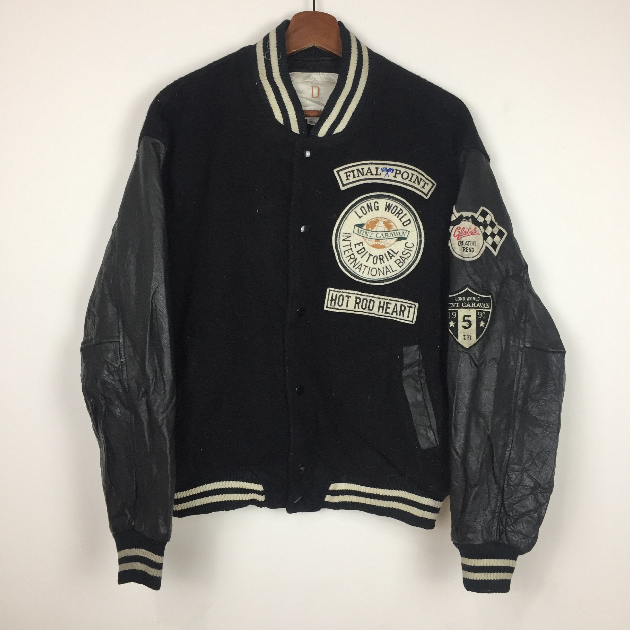 Racing × Varsity Jacket 🔥Hot Rod PU Leather Varsity Jacket Big Patches ...