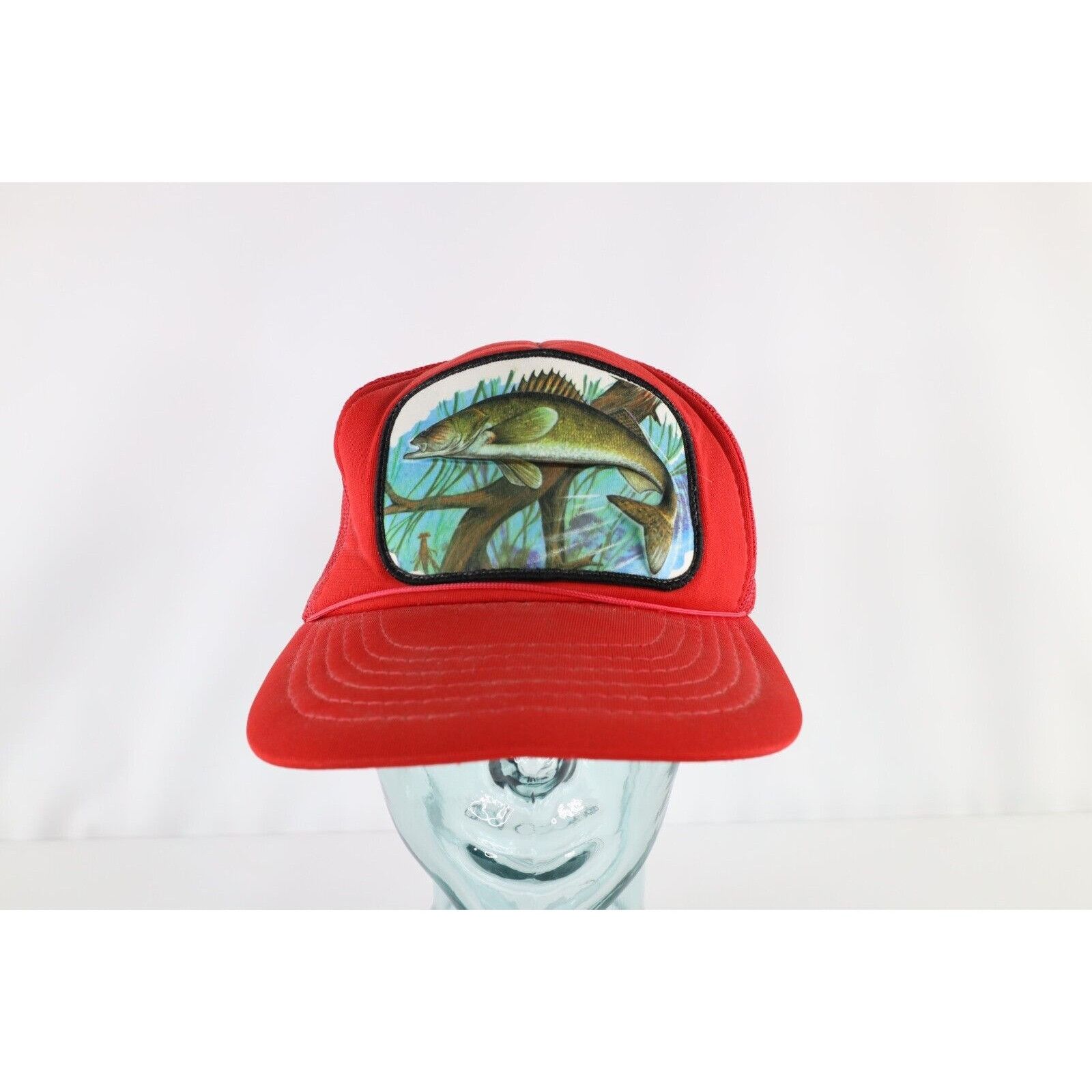 Vintage Vintage 80s Walleye Fish 3D Patch Roped Trucker Hat Red | Grailed