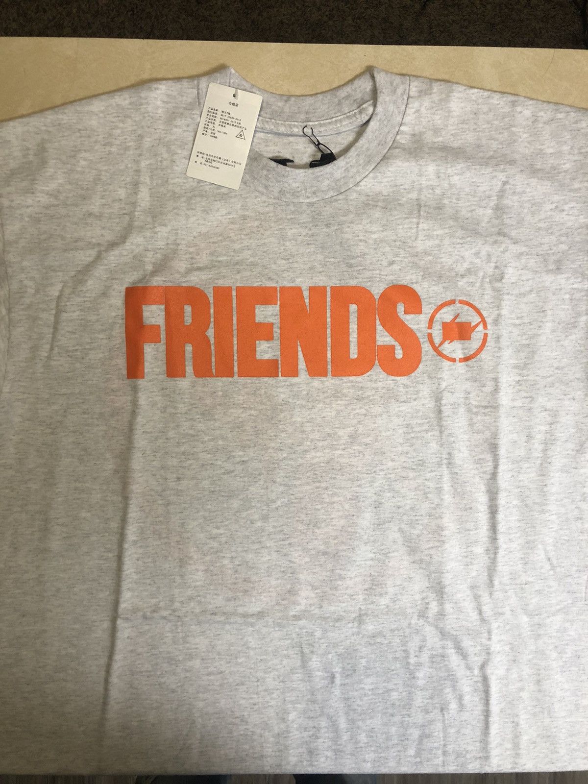 Vlone VLONE x Fragment “Friends” tee grey on orange | Grailed