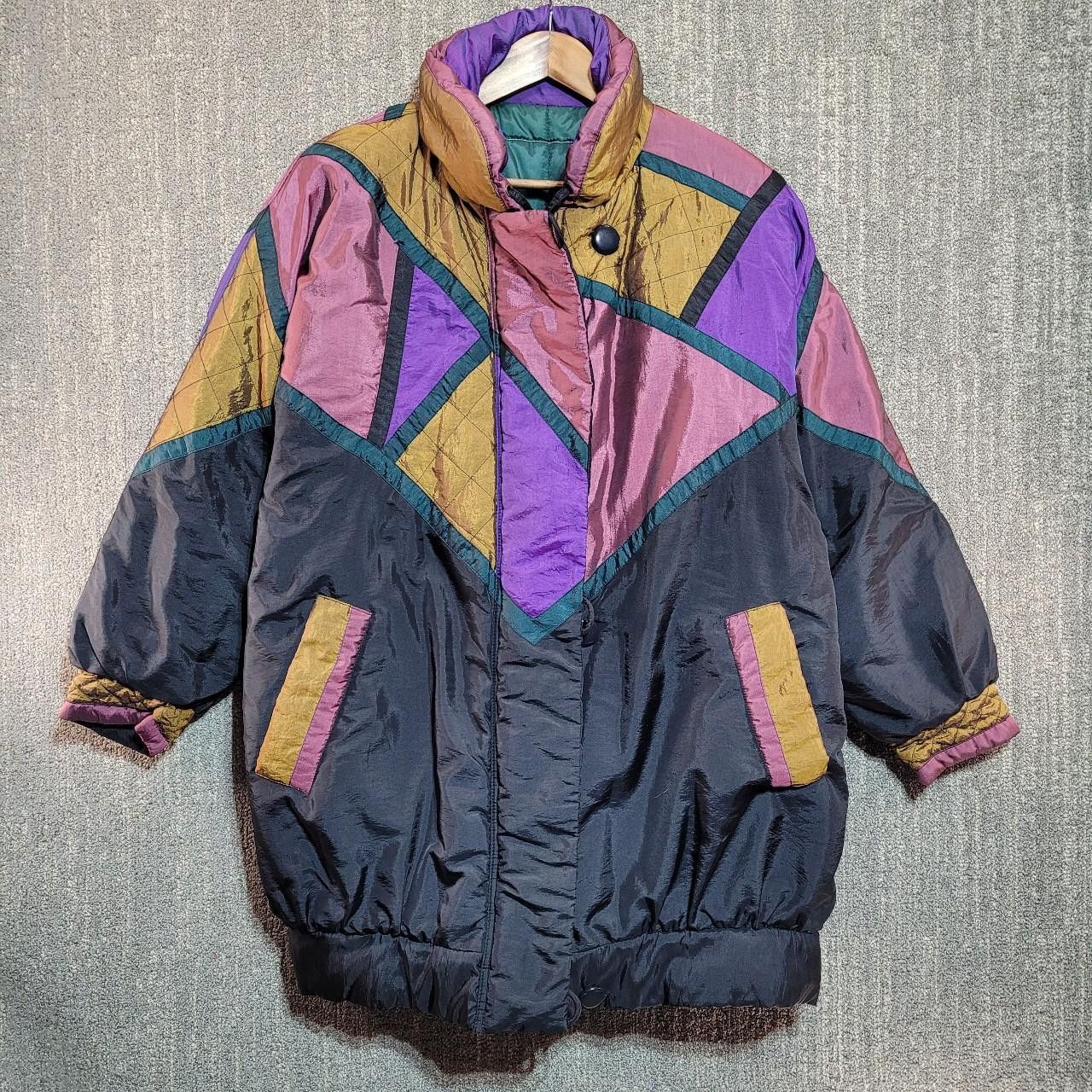 Hype × Retrofit × Vintage Vintage 90s colorblock quilted puffer jacket ...
