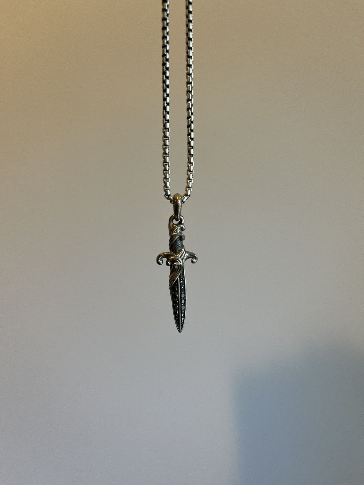 David Yurman DAVID YURMAN WAVES DAGGER AMULET WITH PAVÉ BLACK DIAMONDS ...