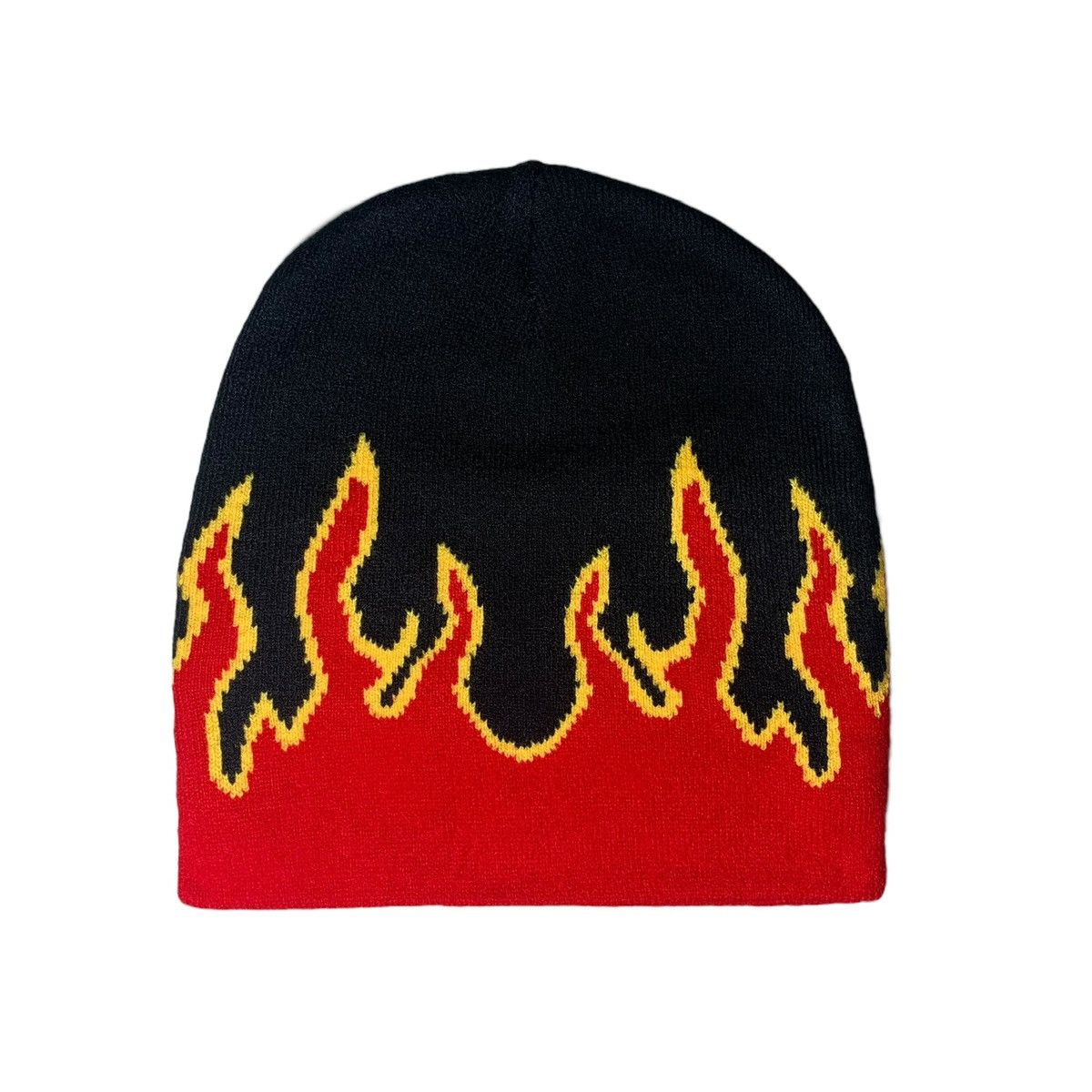 Designer × Streetwear × Vintage Red Flame Knitted Streetwear Beanie ...